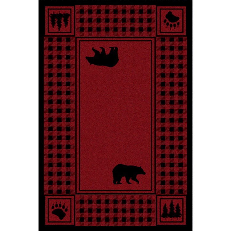 Bear Refuge on Red Area Rug 5x8
