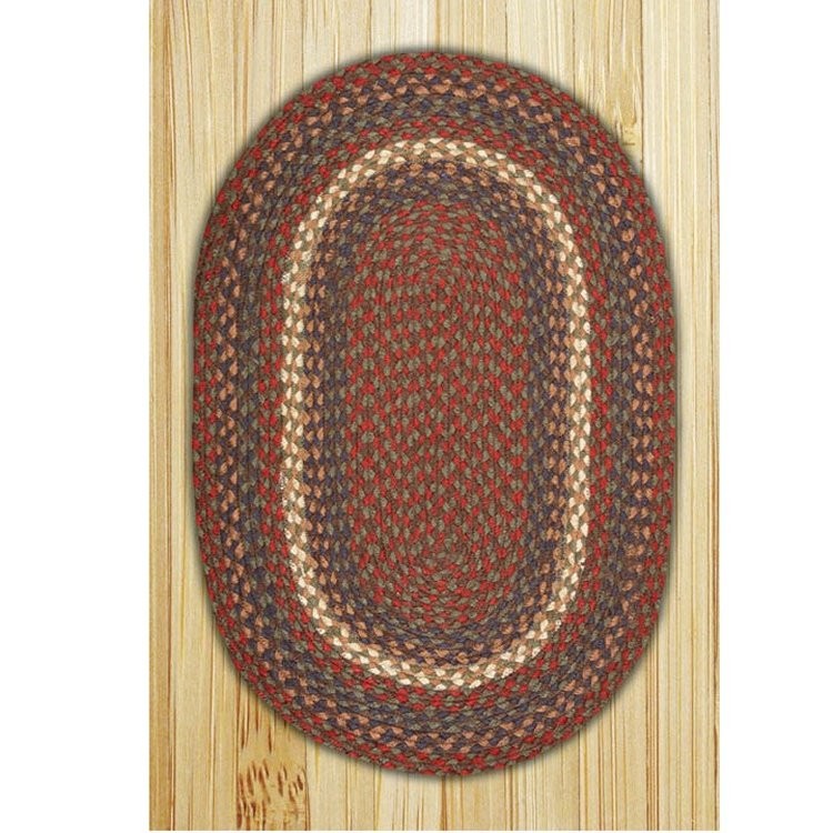 Burgundy/Gray Braided Rug-5x8 Oval