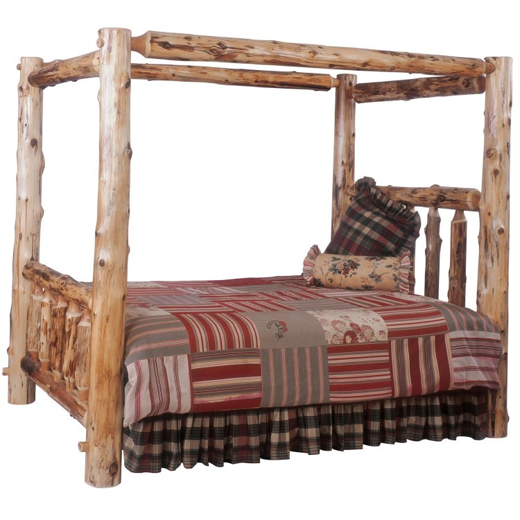 Log Canopy Bed-Full