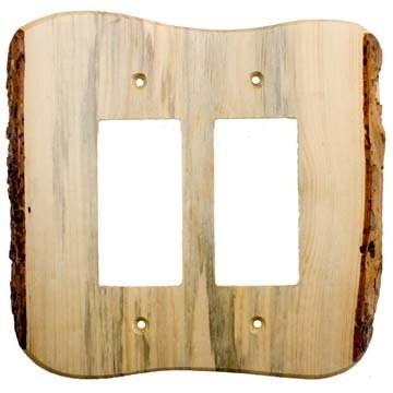 Rustic Wood Double-Gang 2-Rocker Cover Plate