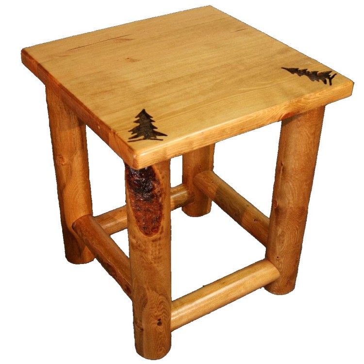 Rustic Log Night Stand End Table